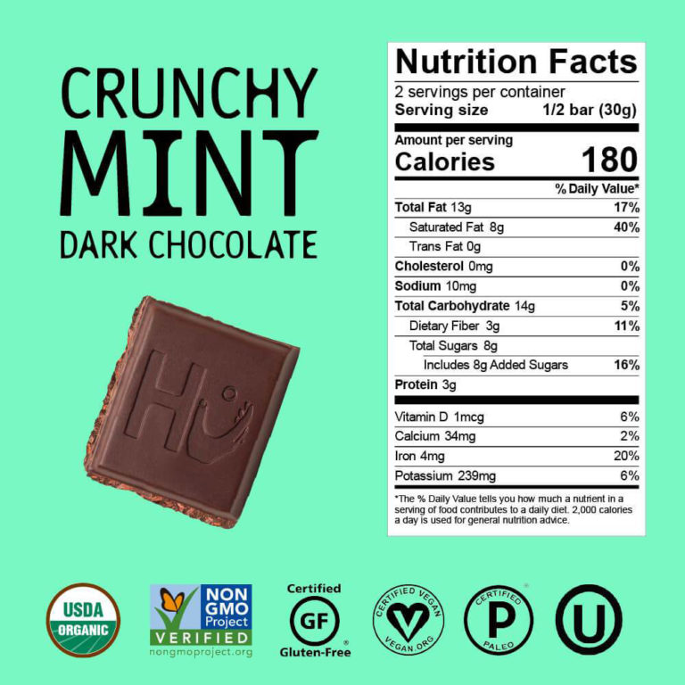 Hu Crunchy Mint Organic Dark Chocolate Bars - EURO USA